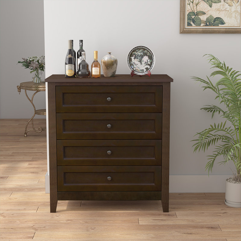 Googe 4 Drawer Solid Wood Birch Dresser Brown